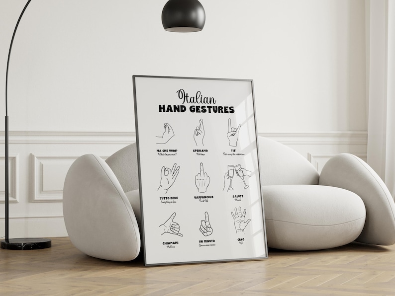Italian Hand Gestures Guide Printable Poster, Italian Art Print Funny ...