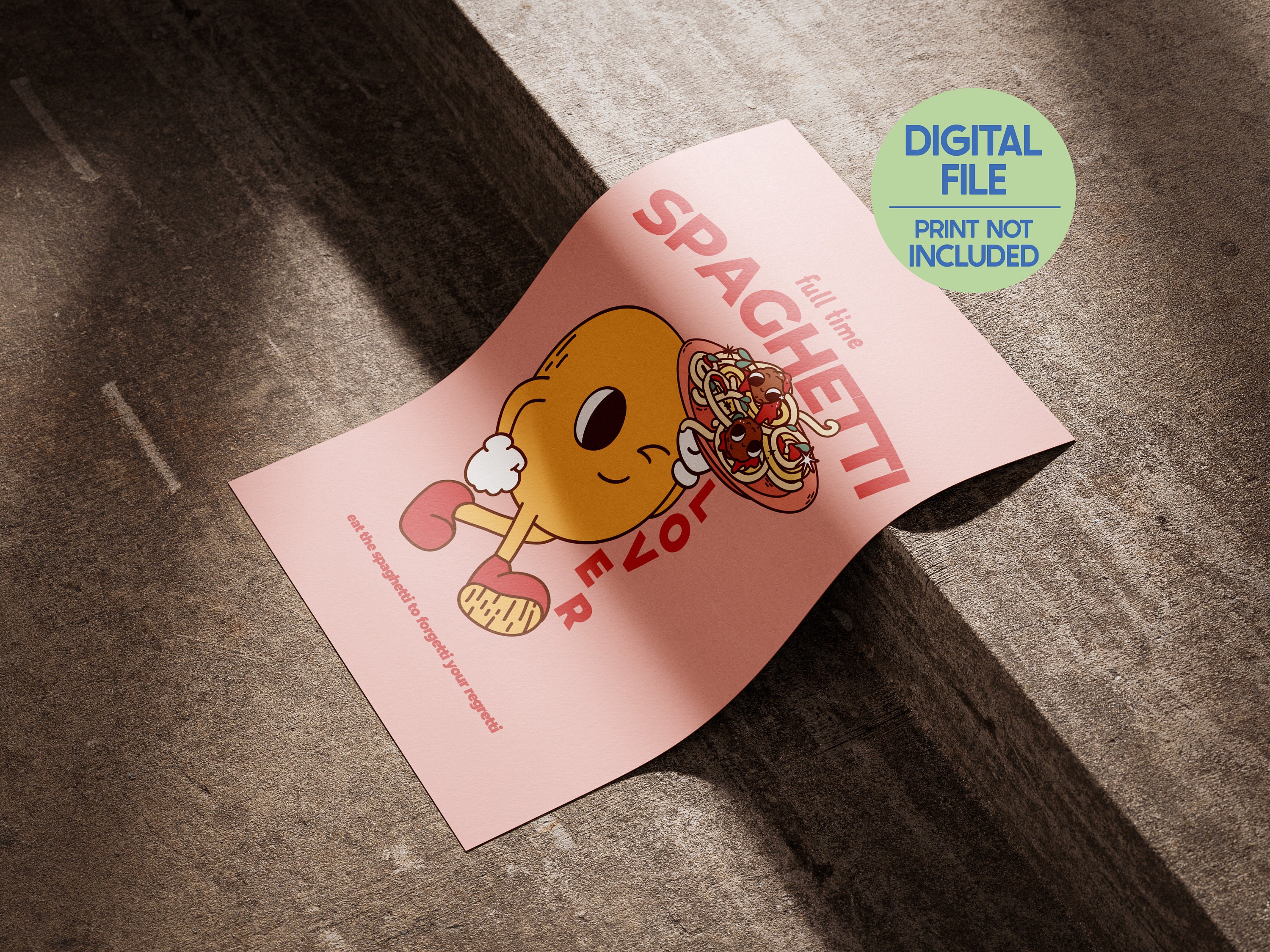 Spaghetti Poster Printable, Italian Food Wall Art, Modern Kitchen Decor ...