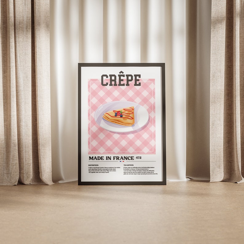 Retro Crepes Printable Poster With Definition, French Breakfast Minimal ...