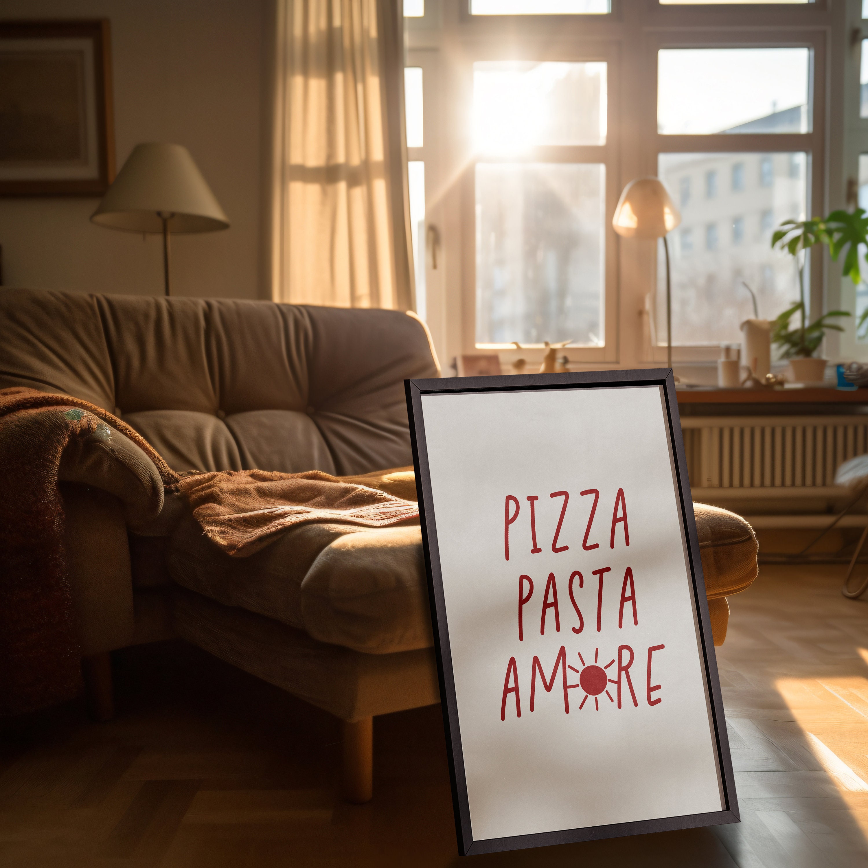 Pizza Pasta Amore Poster Printable Italy Food Print Kitchen - Etsy