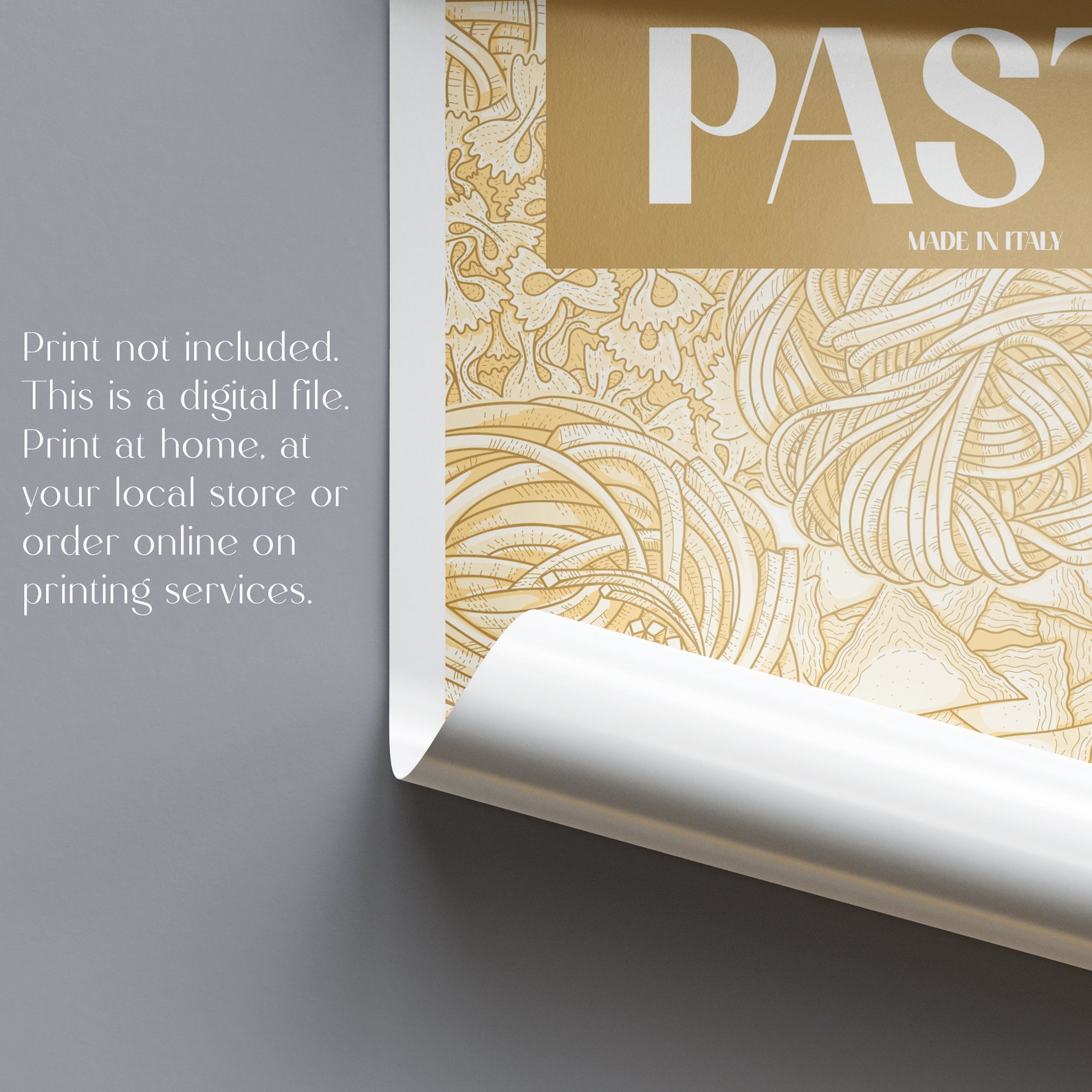 Pasta Wall Art Printable, Italian Types of Pasta Printable Poster ...