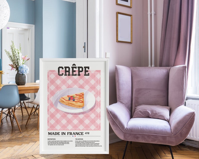 Retro Crepes Printable Poster With Definition, French Breakfast Minimal ...