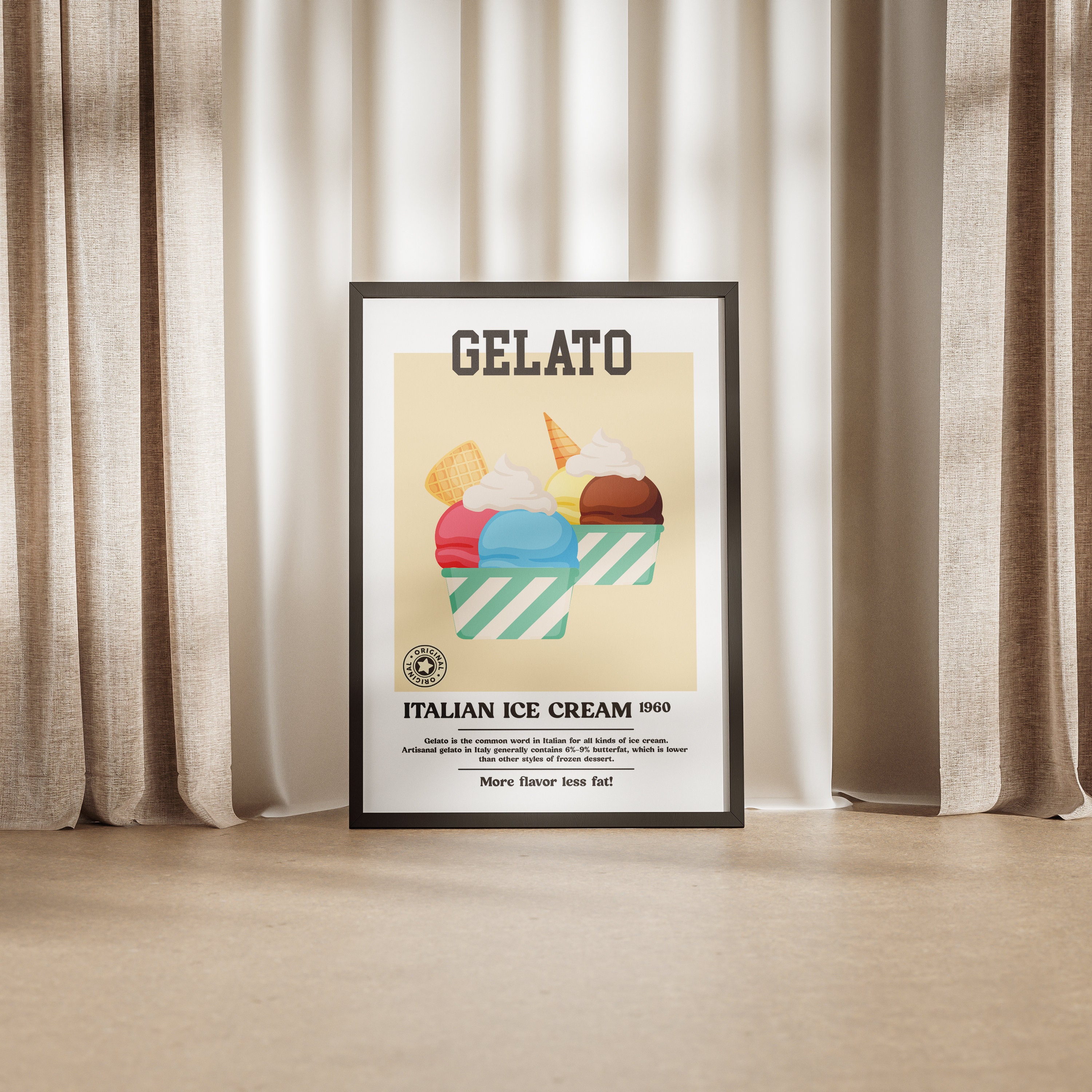 Gelato Poster Printable, Italian Art Retro, Kitchen Wall Art, Ice Cream ...