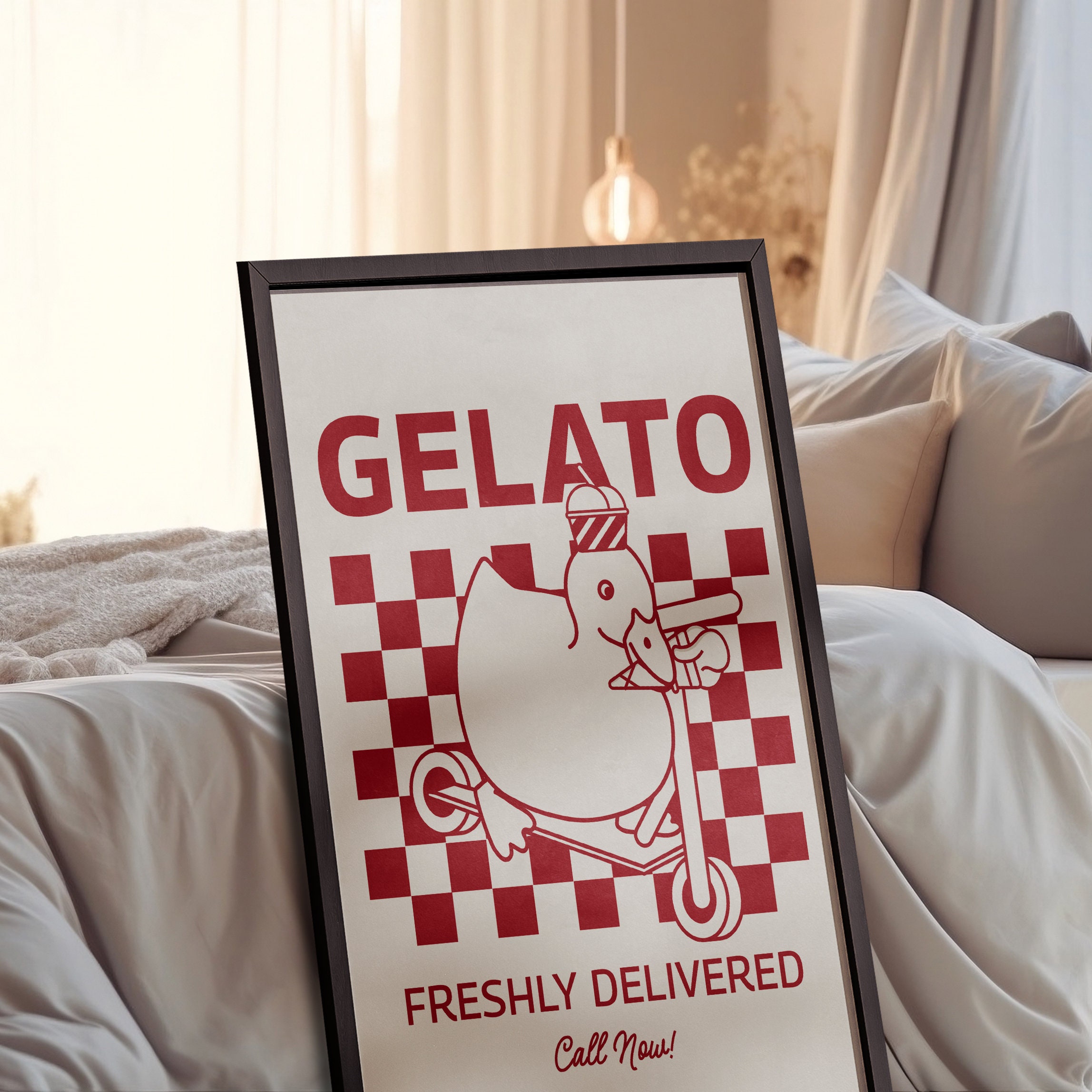 Retro Gelato Poster Printable, Italian Ice Cream Delivery Print, Funny ...