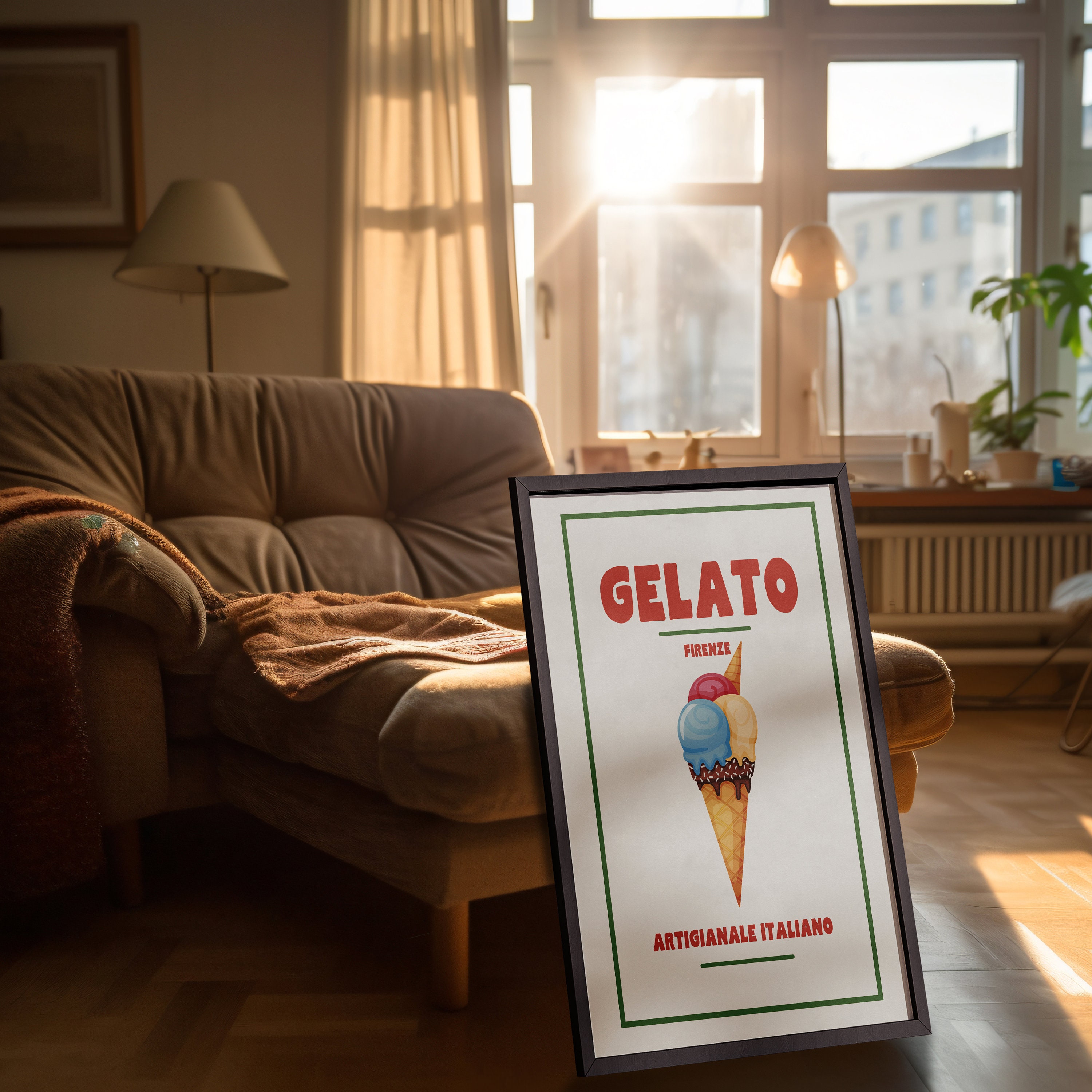 Gelato Italian Poster Printable Italy Food Print Retro - Etsy