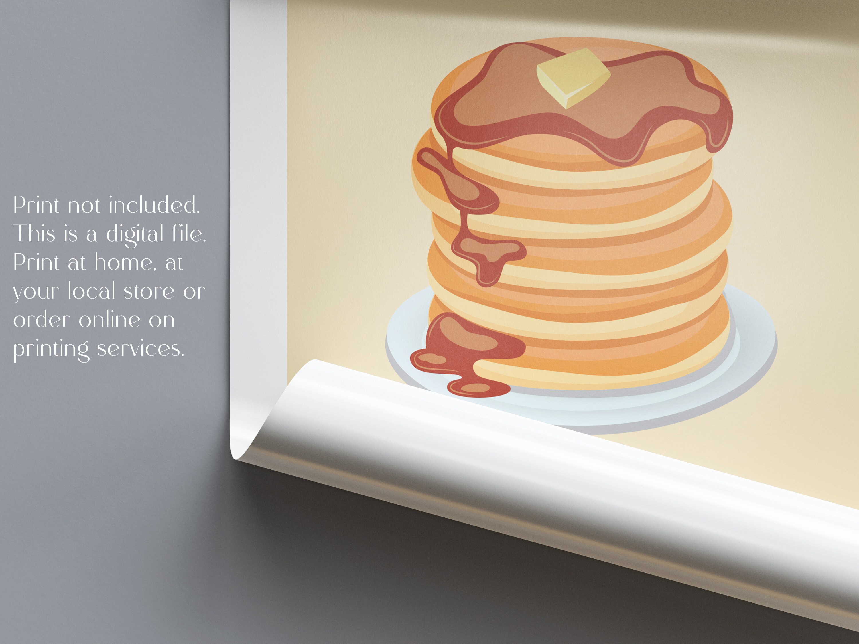 Retro Pancakes Poster Printable With Recipe, American Breakfast Minimal ...