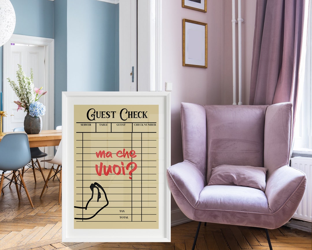 Guest Check Poster Printable, Italian Hand Gesture Quote Guest Check ...