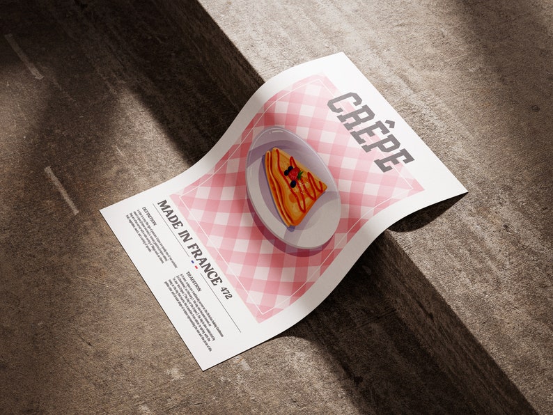 Retro Crepes Printable Poster With Definition, French Breakfast Minimal ...