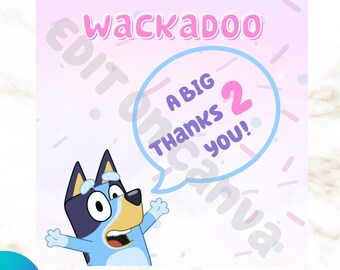 BLUEY THANK YOU Card Bluey Birthday Theme Party Thank You Card Bluey ...