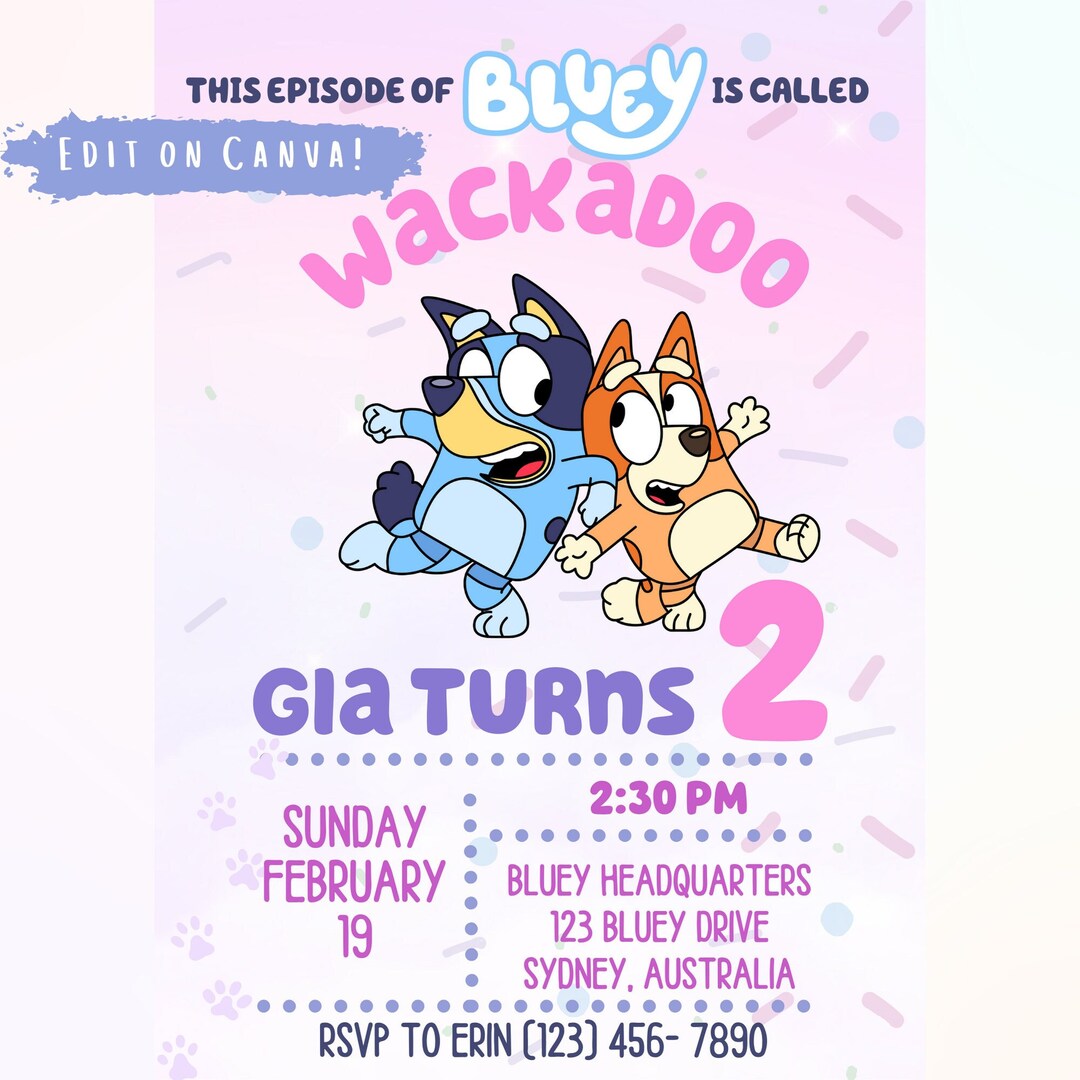Bluey Theme Party Invitation - Etsy