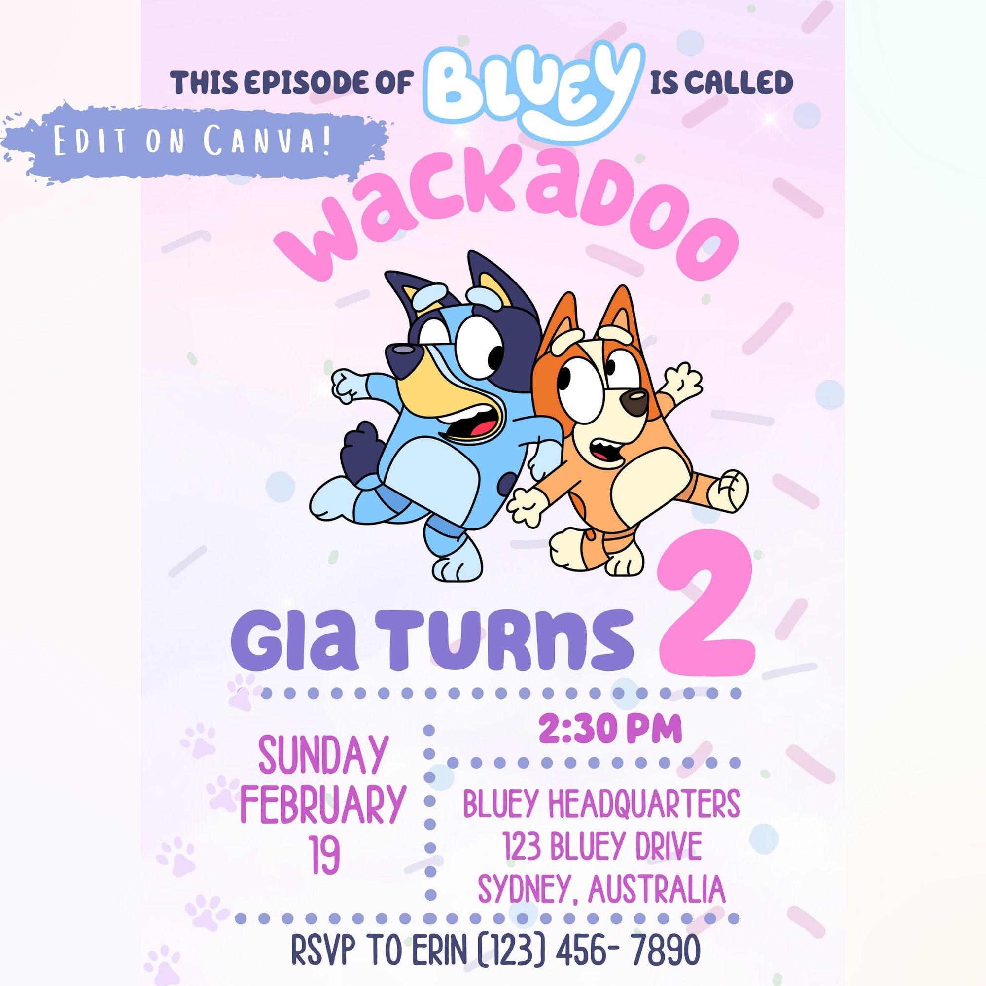 Bluey Theme Party Invitation - Etsy