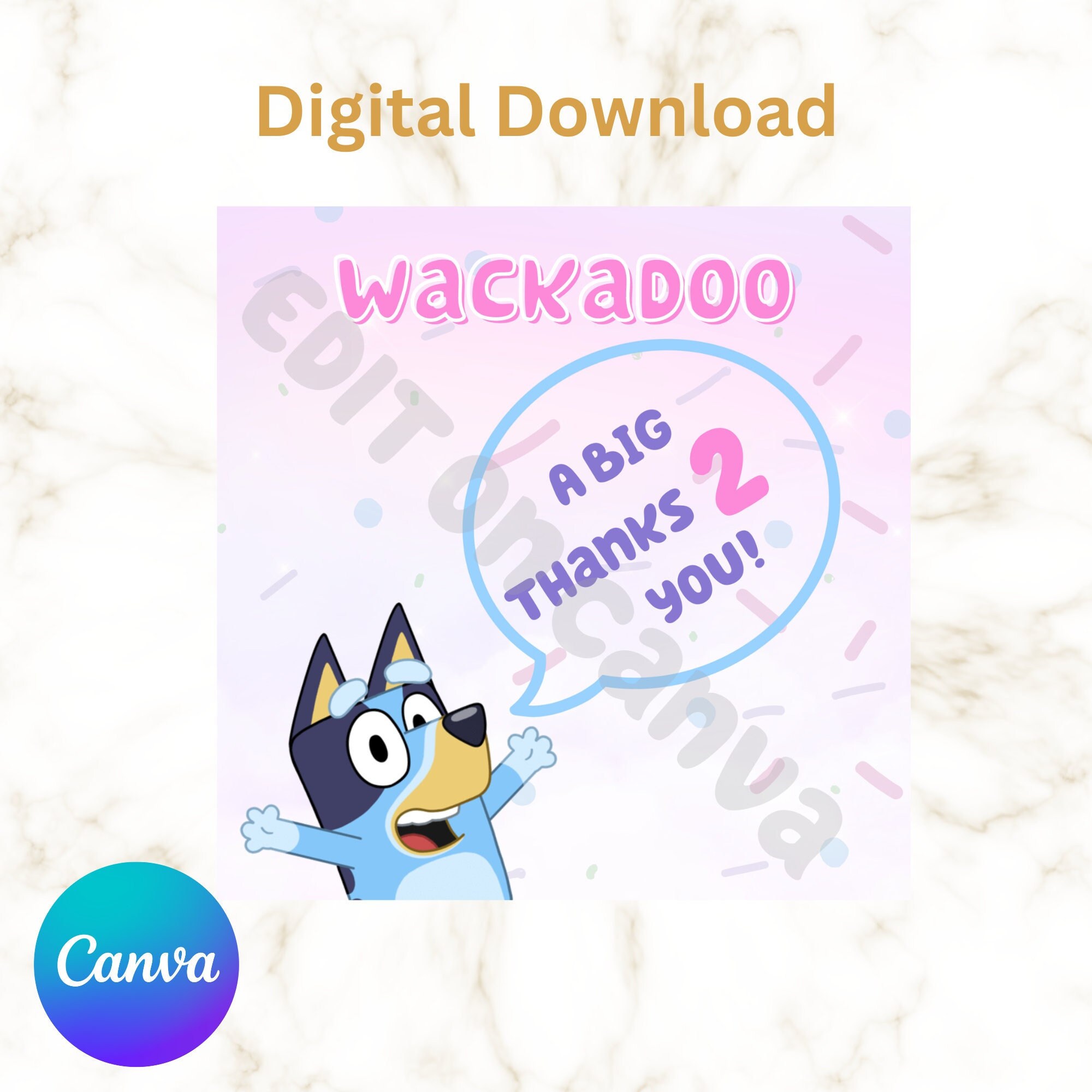 Bluey Thank You Card - Etsy