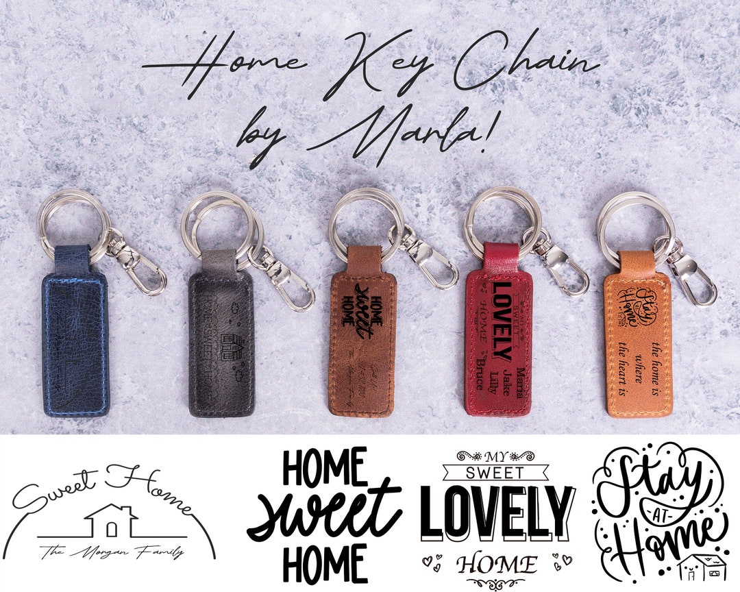 Home Gift Leather Keychain, Personalized Leather Key Chain, New Married ...