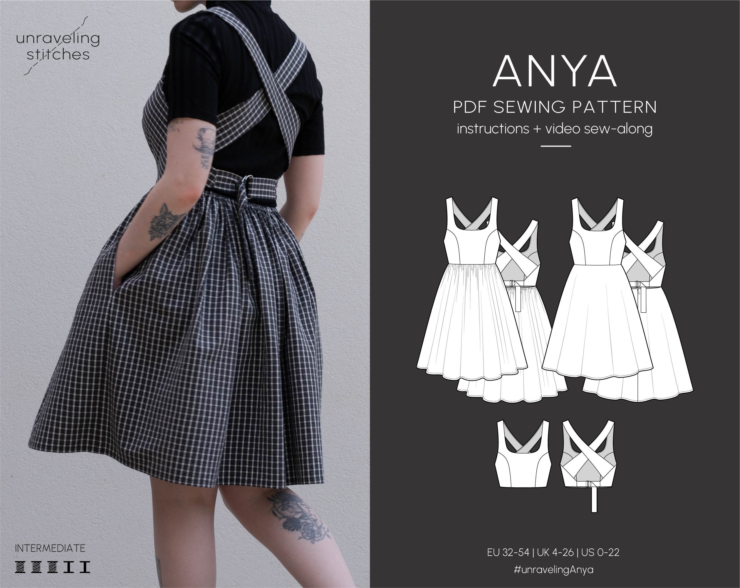 Anya Dress & Top PDF Sewing Pattern EU 32-54 US 0-22 - Etsy Canada
