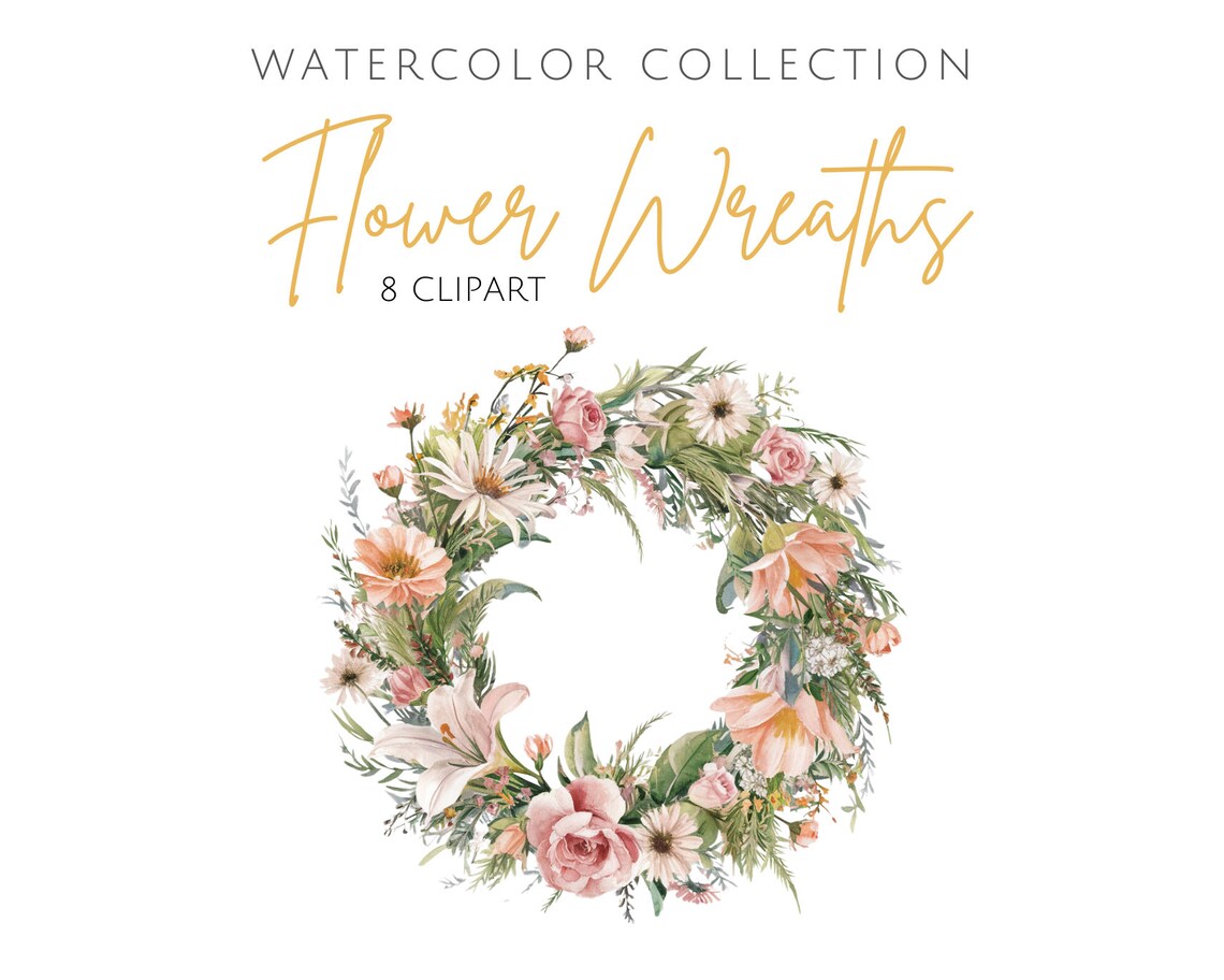 Flower Wreath Clipart, Floral Wreath Clipart, Flower Wreath Clip Art ...