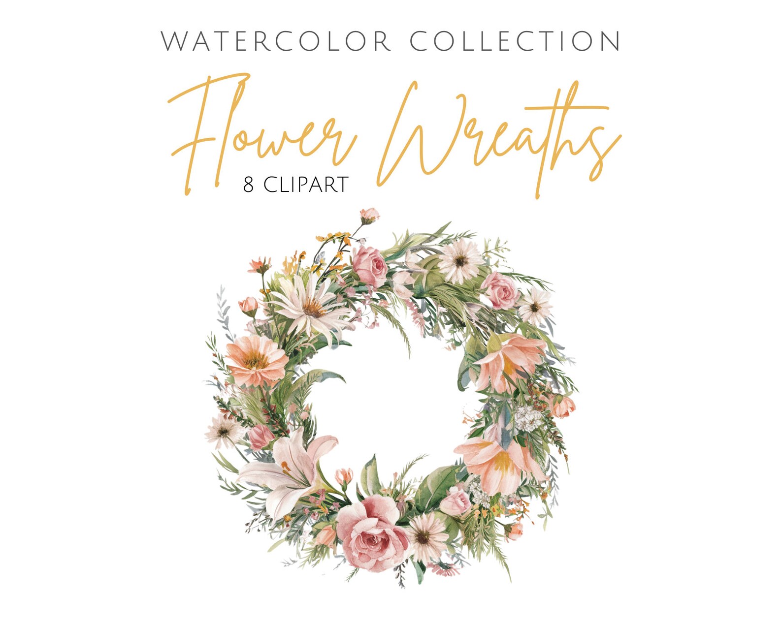 Flower Wreath Clipart, Floral Wreath Clipart, Flower Wreath Clip Art ...