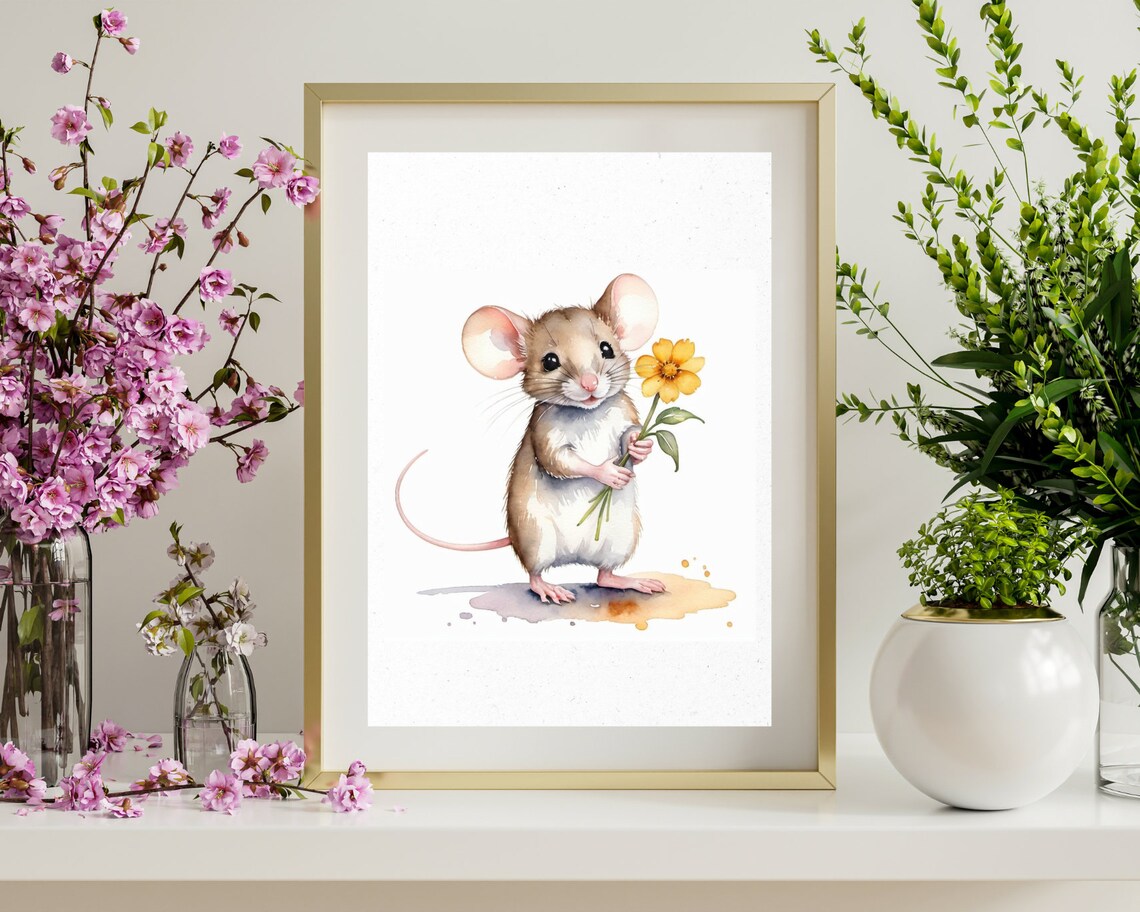 Mouse and Flowers Clipart, Mouse Clip Art, Flowers Clip Art, Mice ...