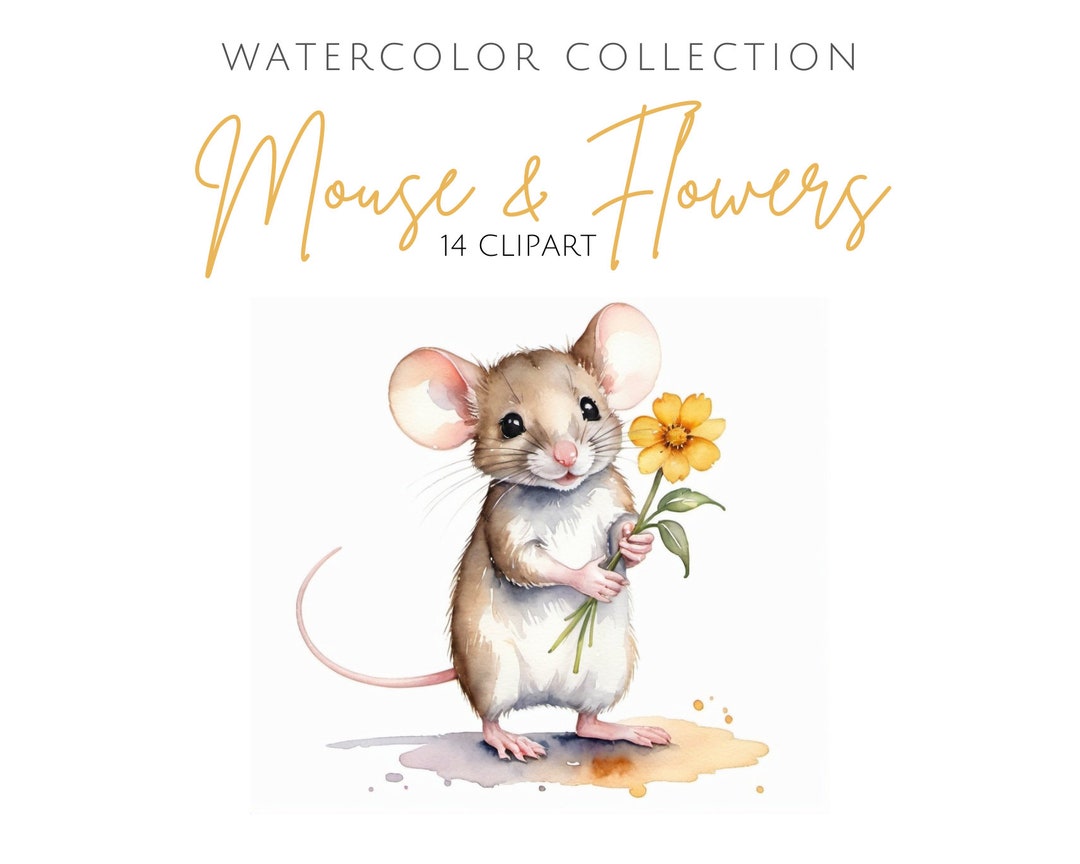 Mouse and Flowers Clipart, Mouse Clip Art, Flowers Clip Art, Mice ...