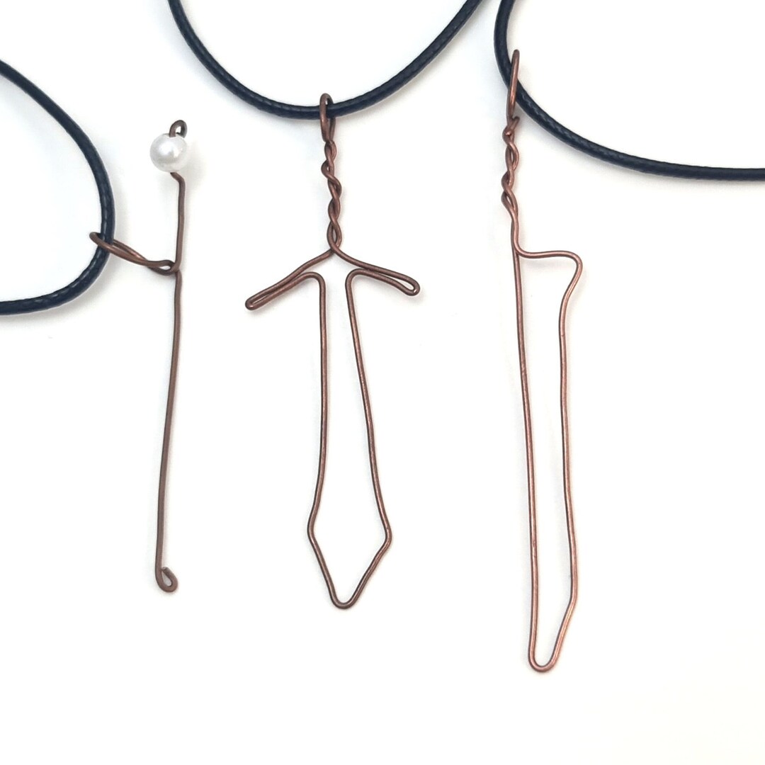 Copper DND Party Necklaces Set-wire Wrapped Sword Necklace, Dagger ...