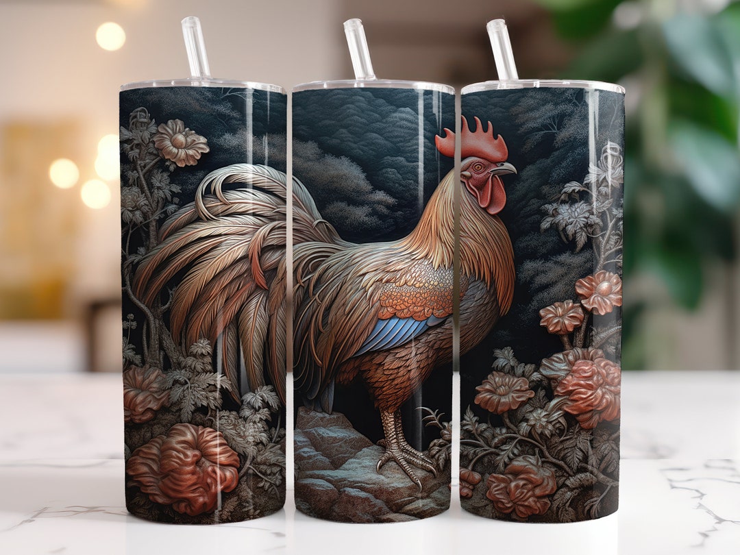 3D Rooster Stainless Steel 20oz Tumbler With Straw and Lid - Etsy