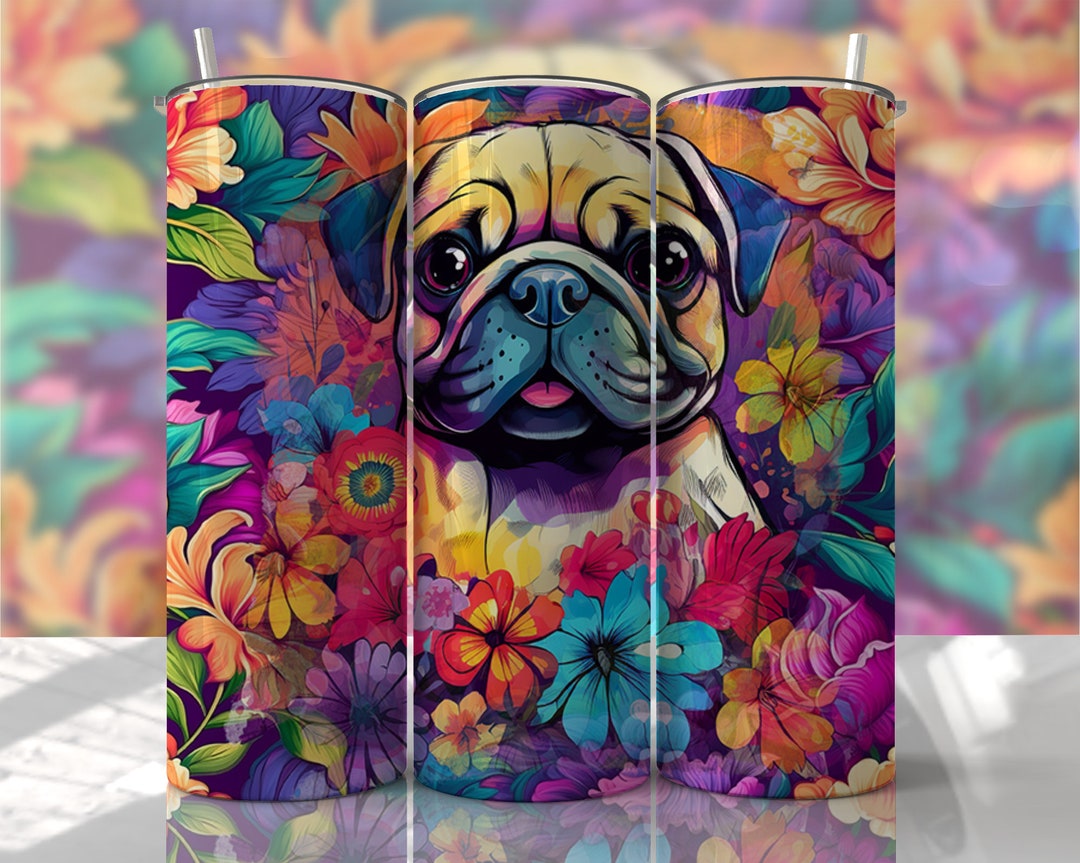 Neon Pug Dog 20oz Tumbler With Straw - Etsy