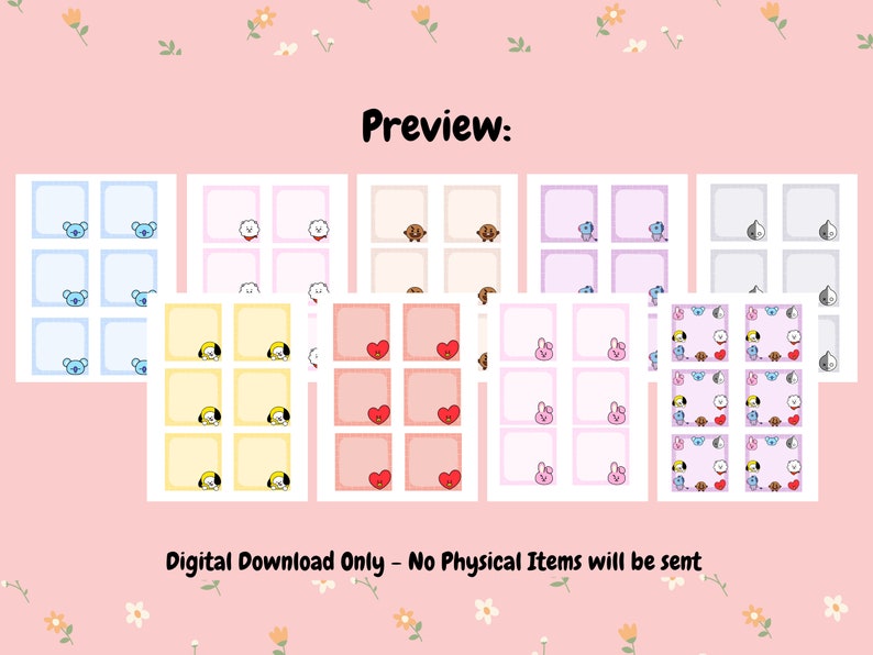 BT21 Inspired Thank You Notes/memo Sheets - Etsy