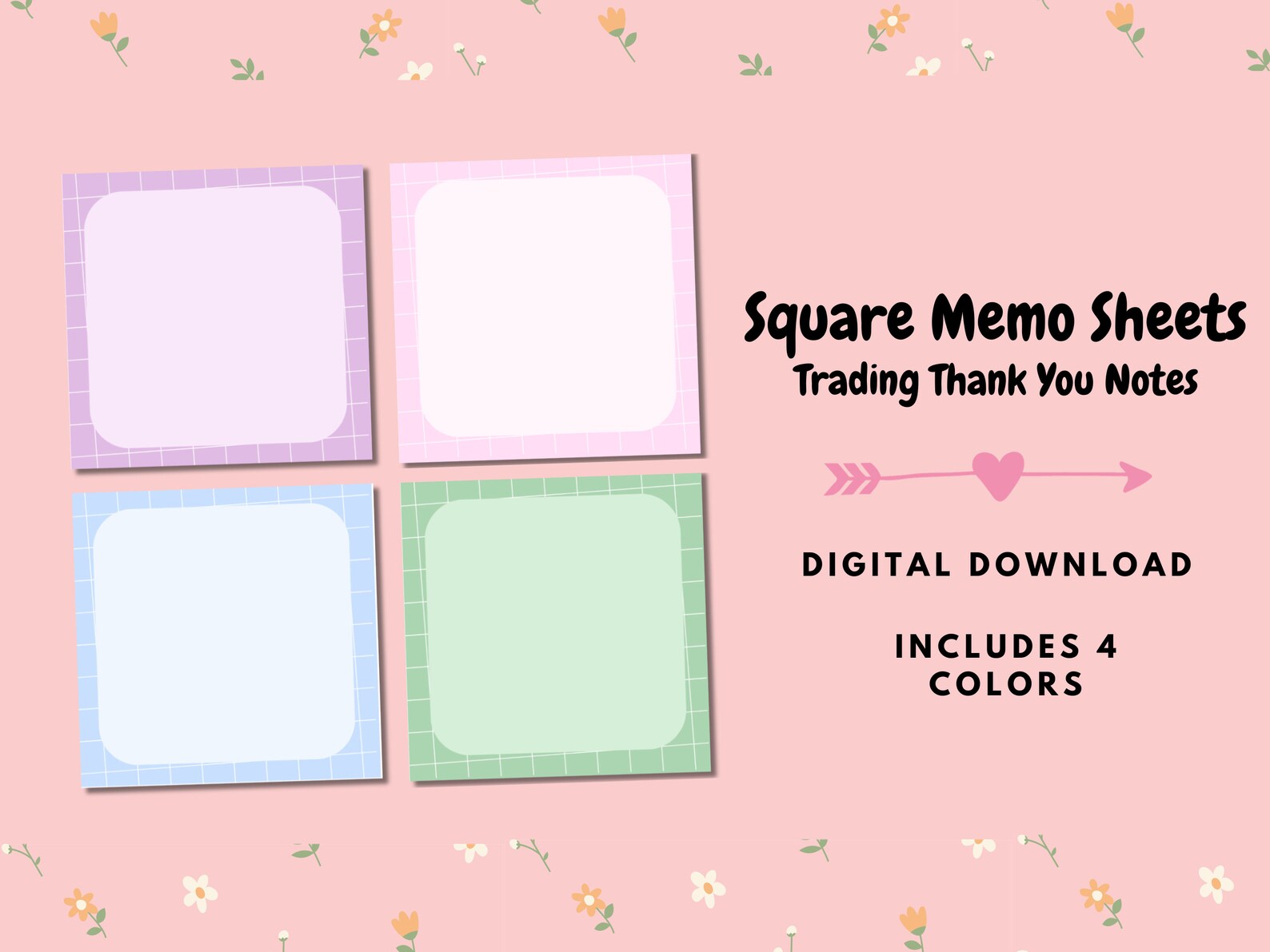 Square Memo Sheets/photocard Trading Thank You Note/notepad - Etsy