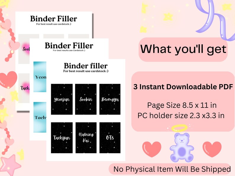 Kpop Photocard Binder Filler/placeholder - Etsy