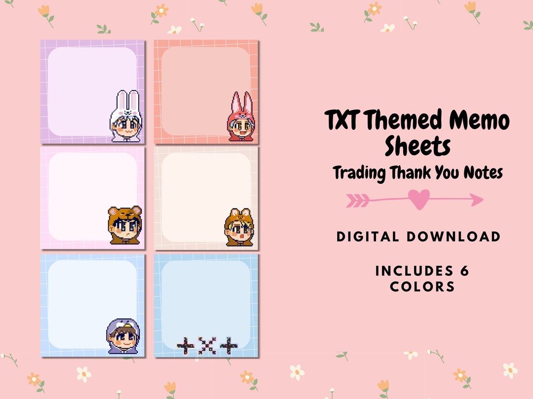 TXT Themed Memo Sheets/photocard Trading Thank You Note/notepad - Etsy