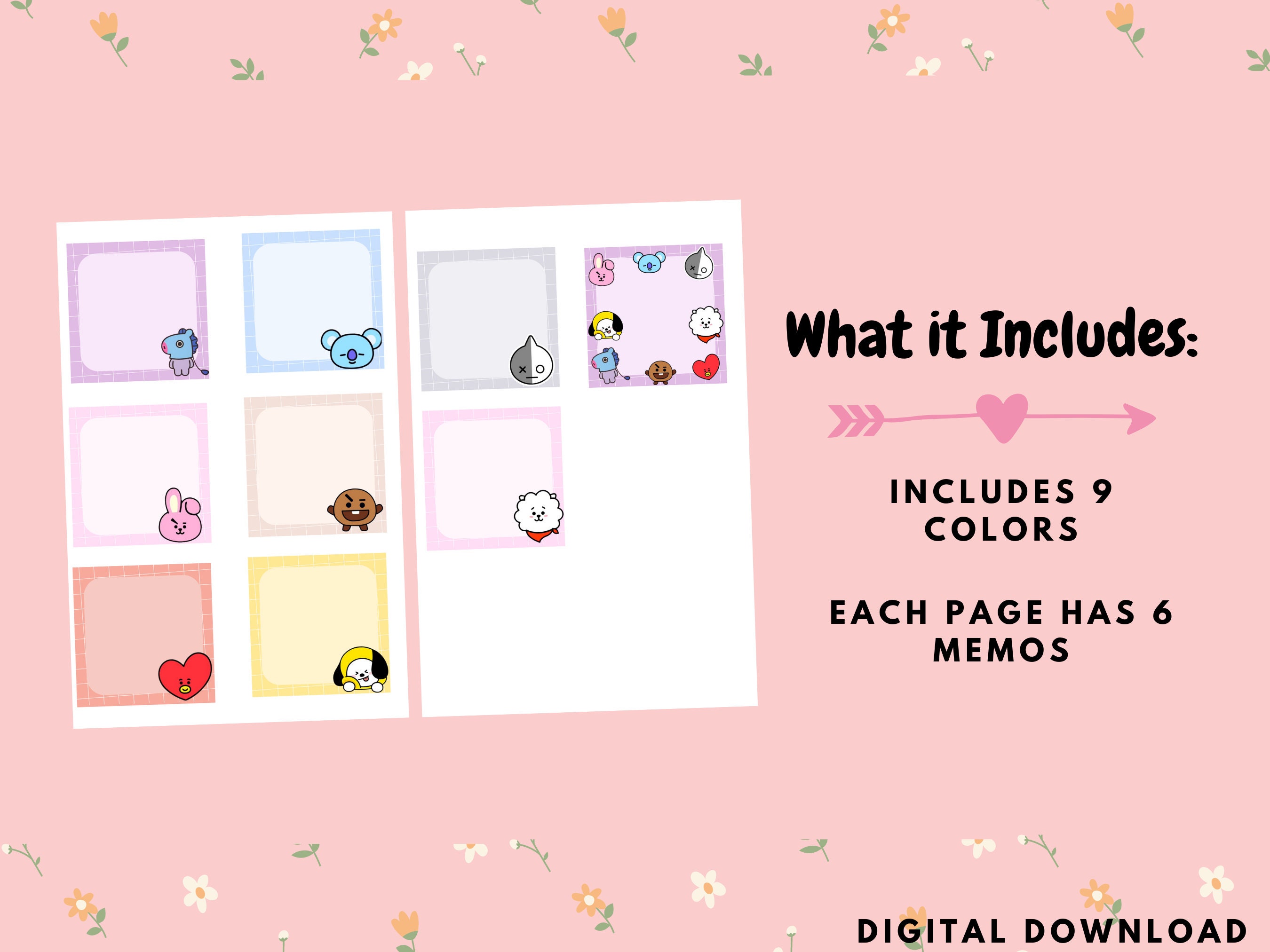 BT21 Inspired Thank You Notes/memo Sheets - Etsy