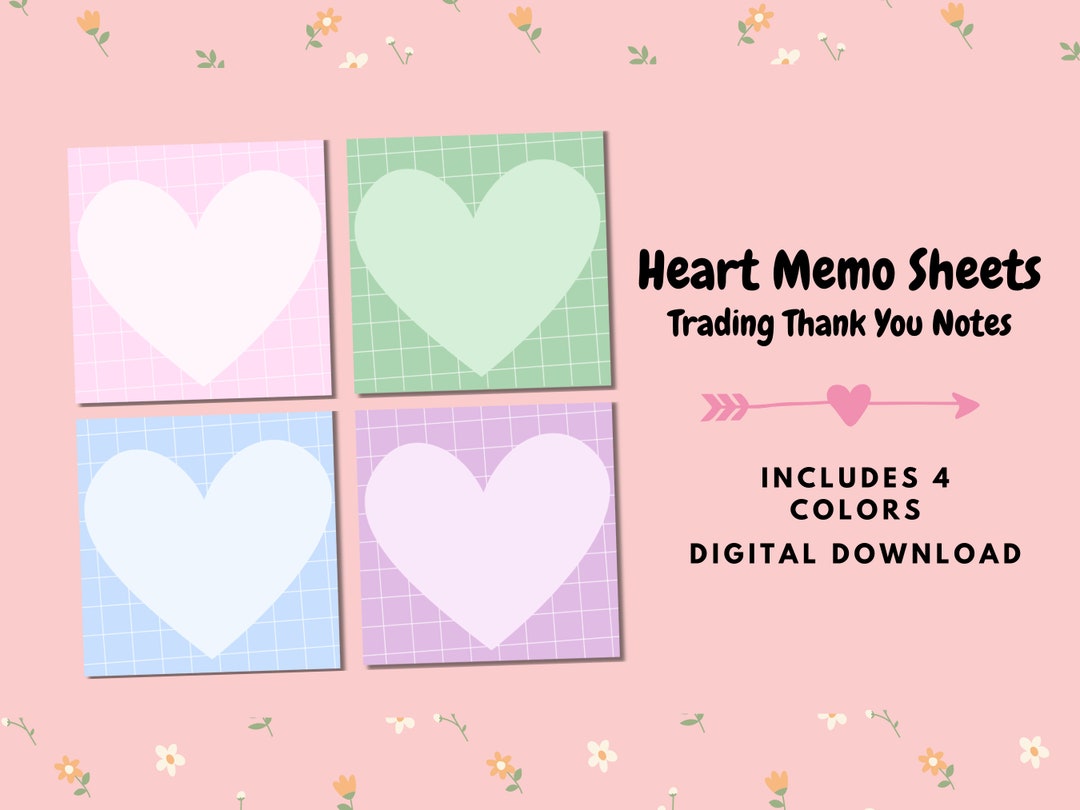 Heart Memo Sheets/photocard Trading Thank You Note/notepad - Etsy