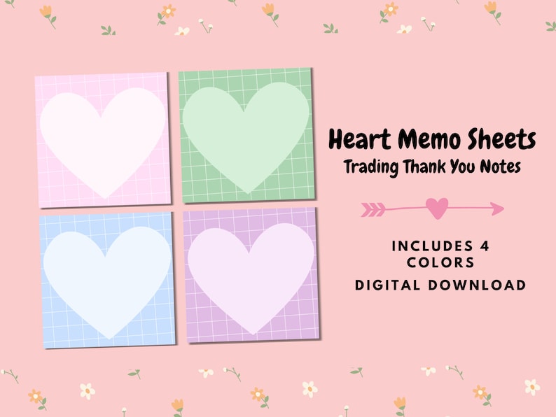 Heart Memo Sheets/photocard Trading Thank You Note/notepad - Etsy