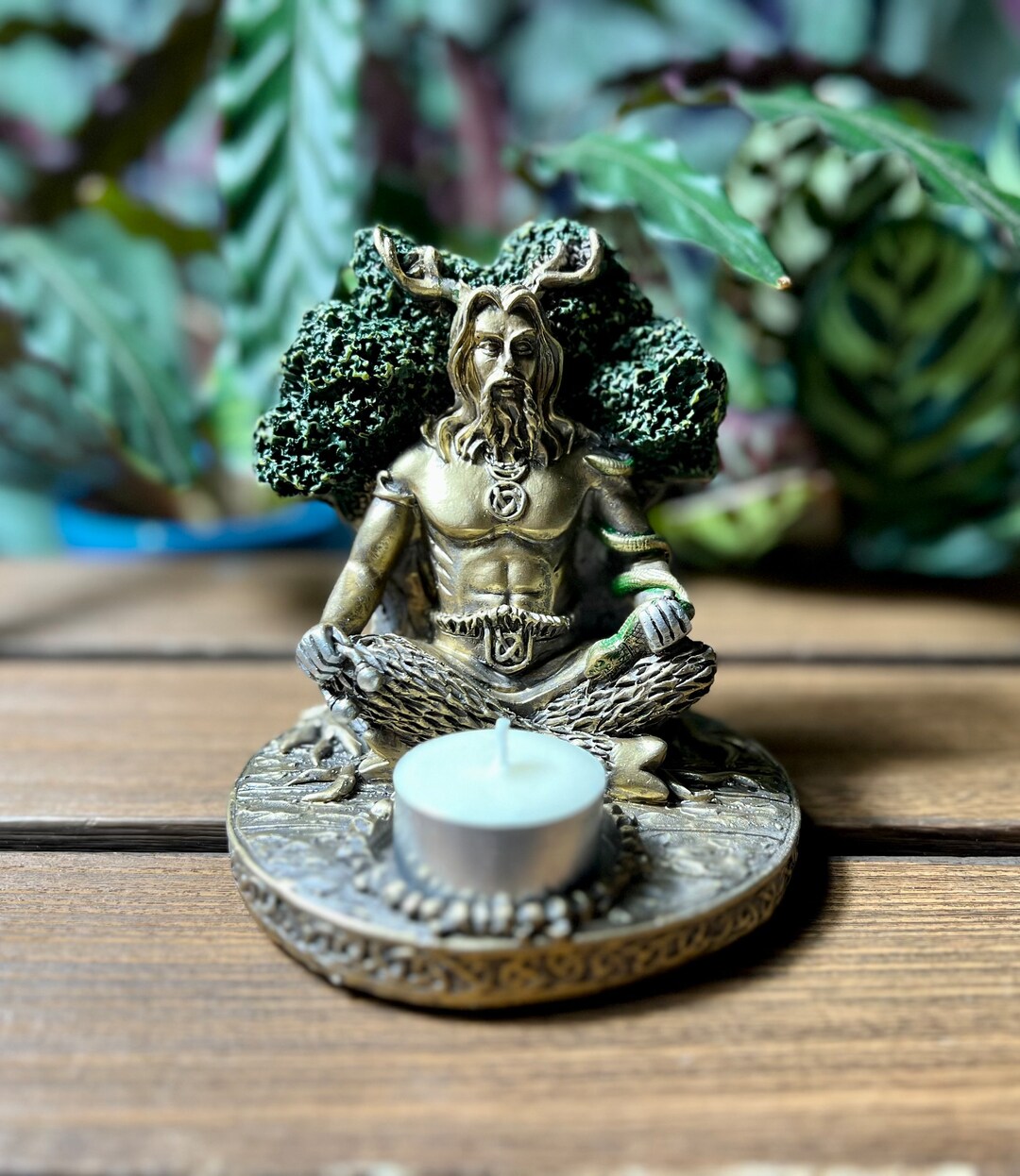 Cernunnos Resin Sitting Statue Candle Holder Horned God, Herne the ...