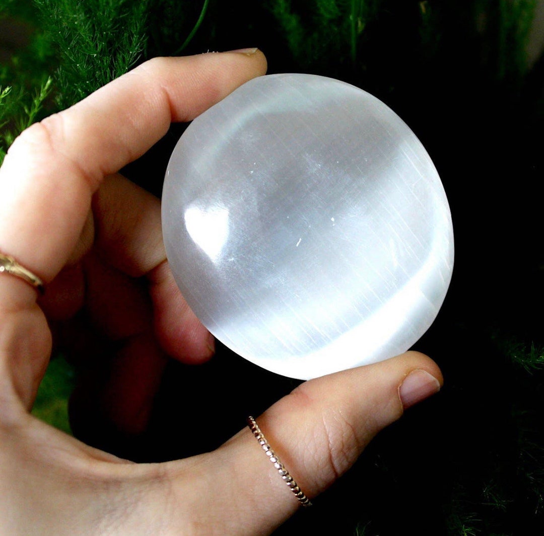 Selenite Palm Stone, Cleansing Crystal, Healing Crystals, Polished Selenite, Selenite Pocket ...