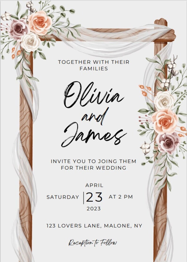 Rustic Floral Wedding Invitation - Etsy