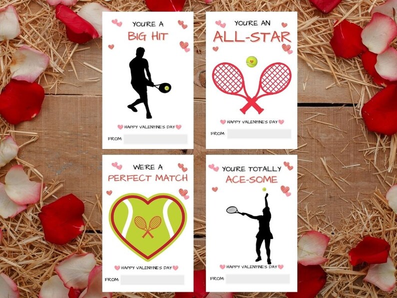 Tennis Valentine Card, Printable Valentine Card, Valentine Card for ...