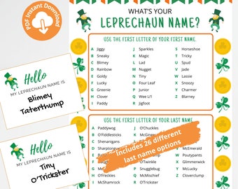 St. Patrick's Day Leprechaun Name Game - Etsy