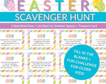 Easter Egg Hunt Clue Cards, Indoor Outdoor Printable Easter Egg Hunt ...