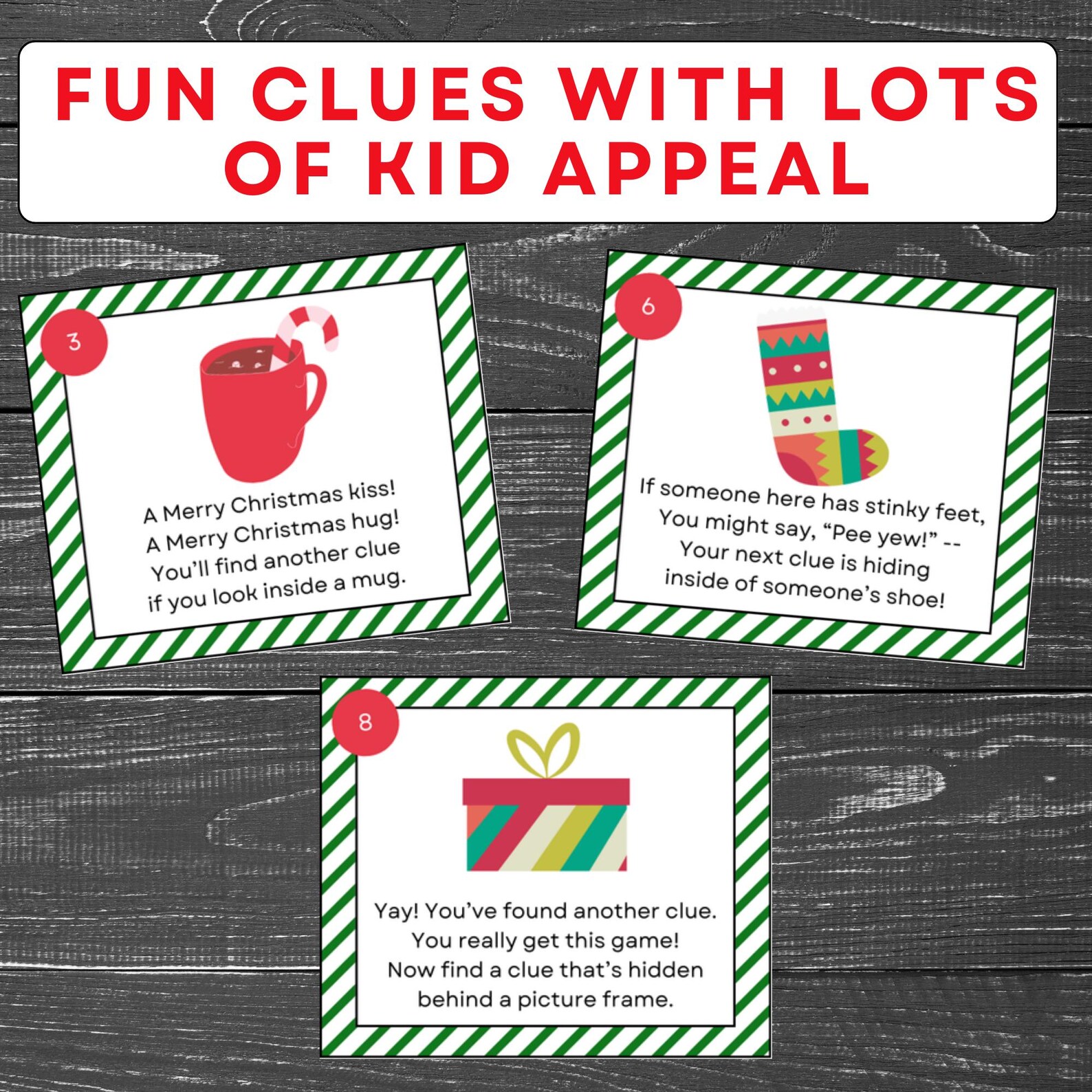 Christmas Scavenger Hunt for Kids, Christmas Treasure Hunt Clues ...