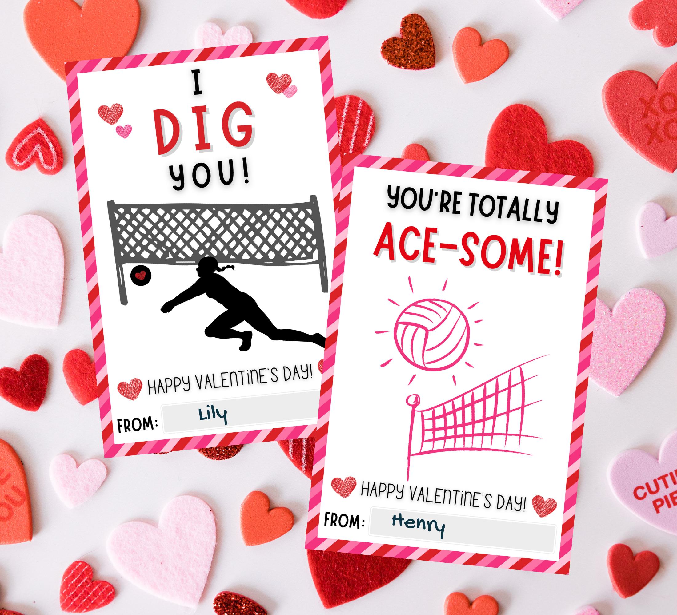 Volleyball Valentine Cards, Printable Valentine Card, Valentine Card ...