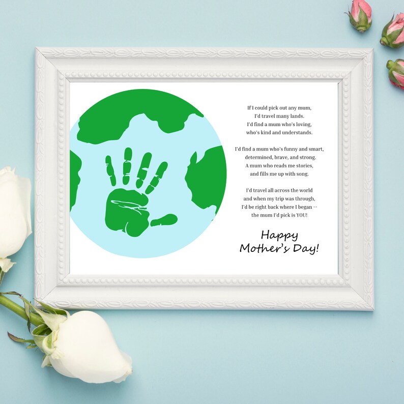 Mother's Day Poem With World Handprint Craft, Mother's Day Keepsake ...