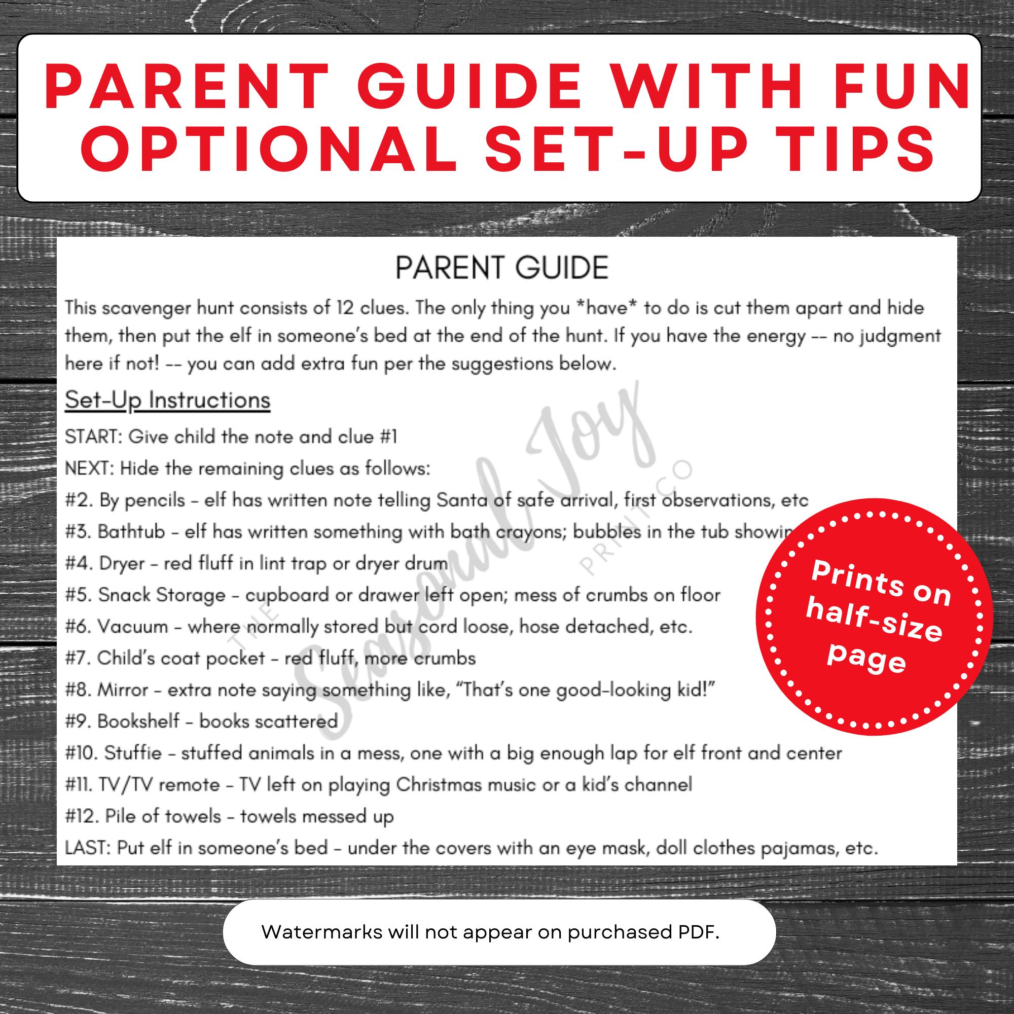 Elf Arrival Scavenger Hunt, Elf Arrival Idea, Elf Treasure Hunt ...