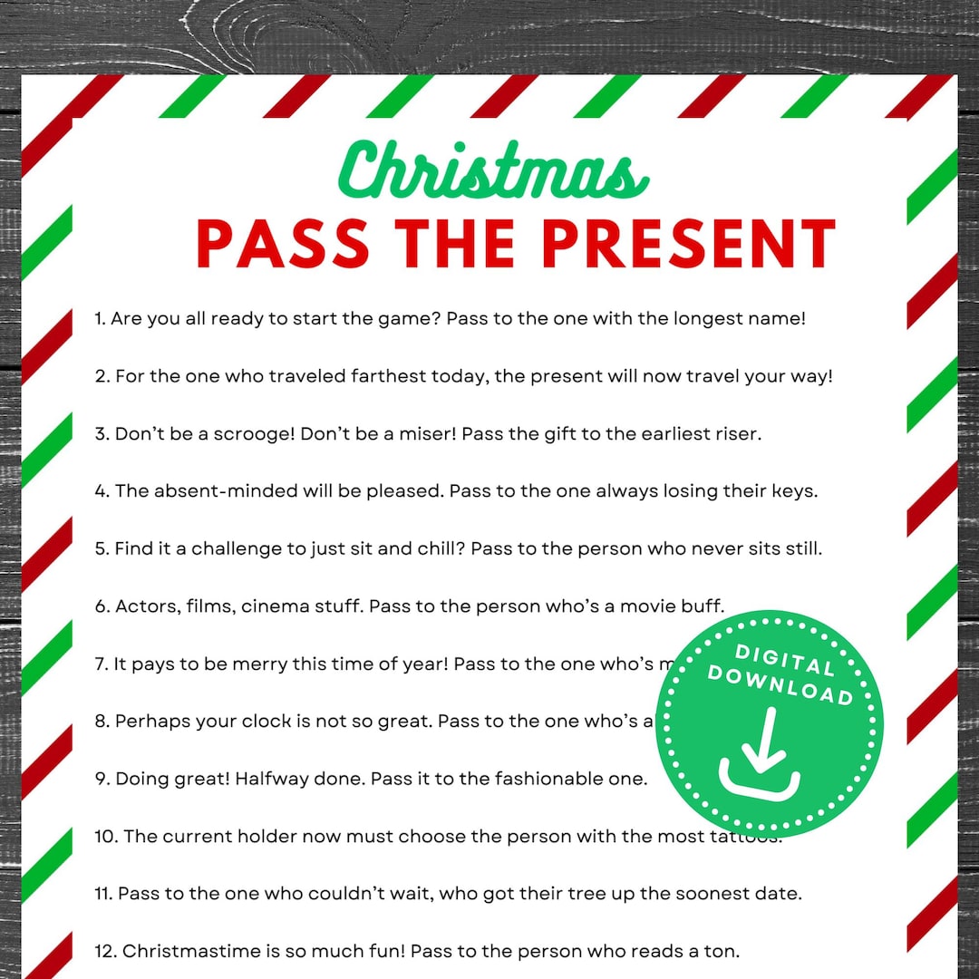 Christmas Pass the Present Game, Pass the Gift Game, Pass the Parcel ...