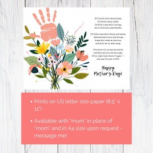 Handprint Mothers Day, Mother's Day Poem With Flower Handprint Craft ...