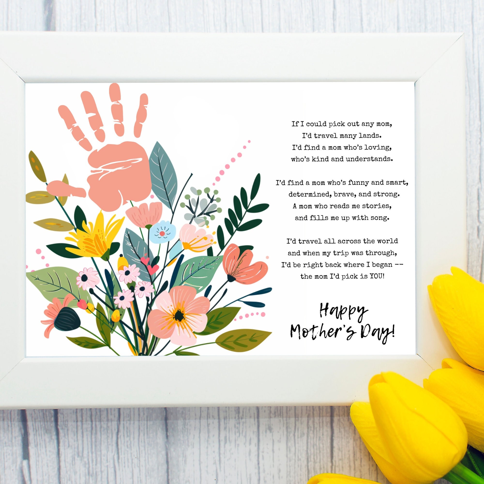 Handprint Mothers Day, Mother's Day Poem With Flower Handprint Craft ...