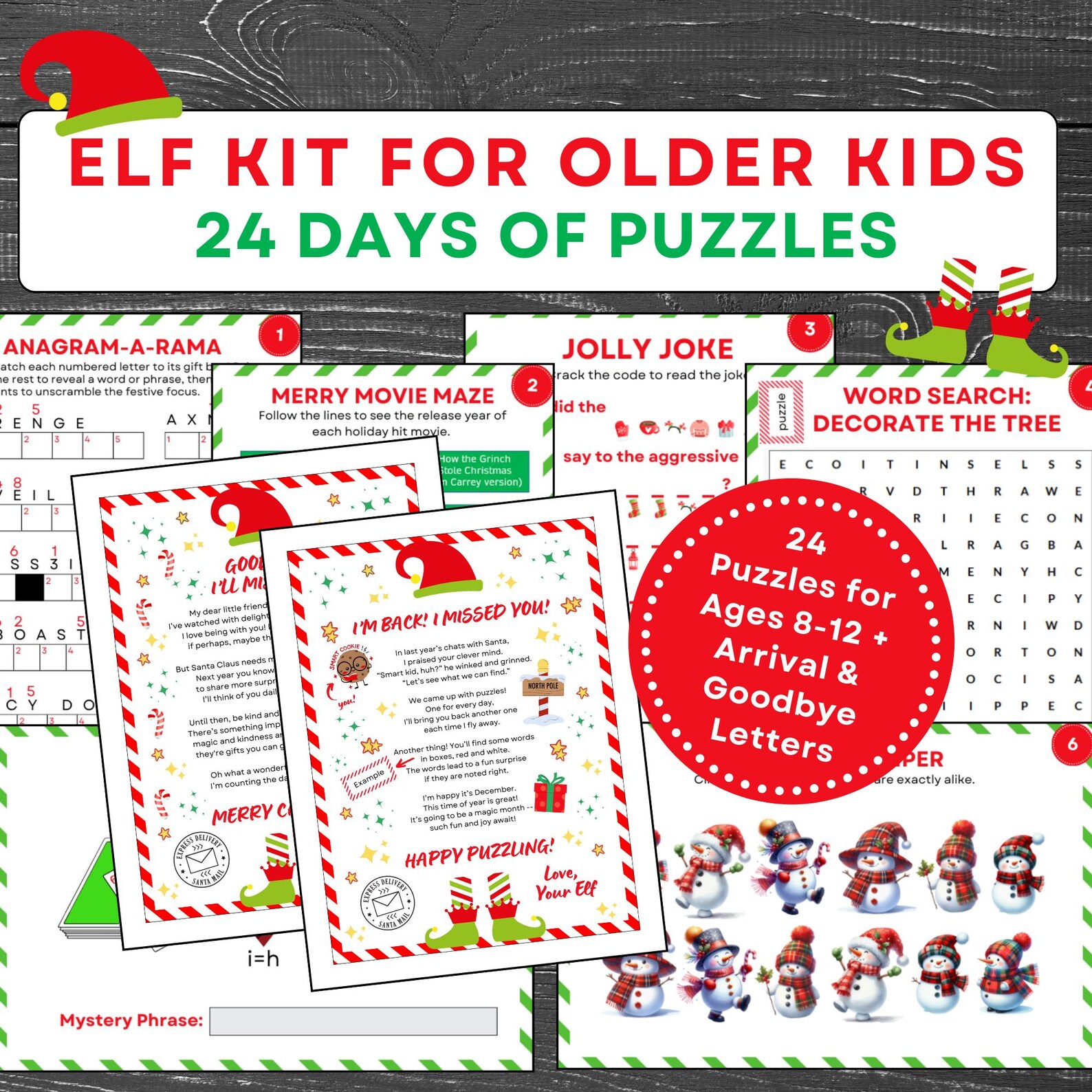Printable Elf Kit - 24 Days Puzzle Bundle, Elf Mail Idea, Elf Kit for ...