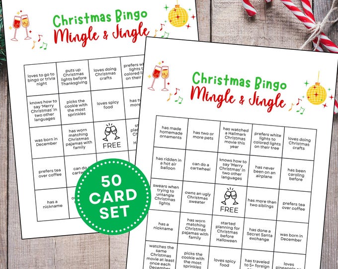 Editable Jingle and Mingle Bingo, Christmas Find the Guest Bingo Game ...