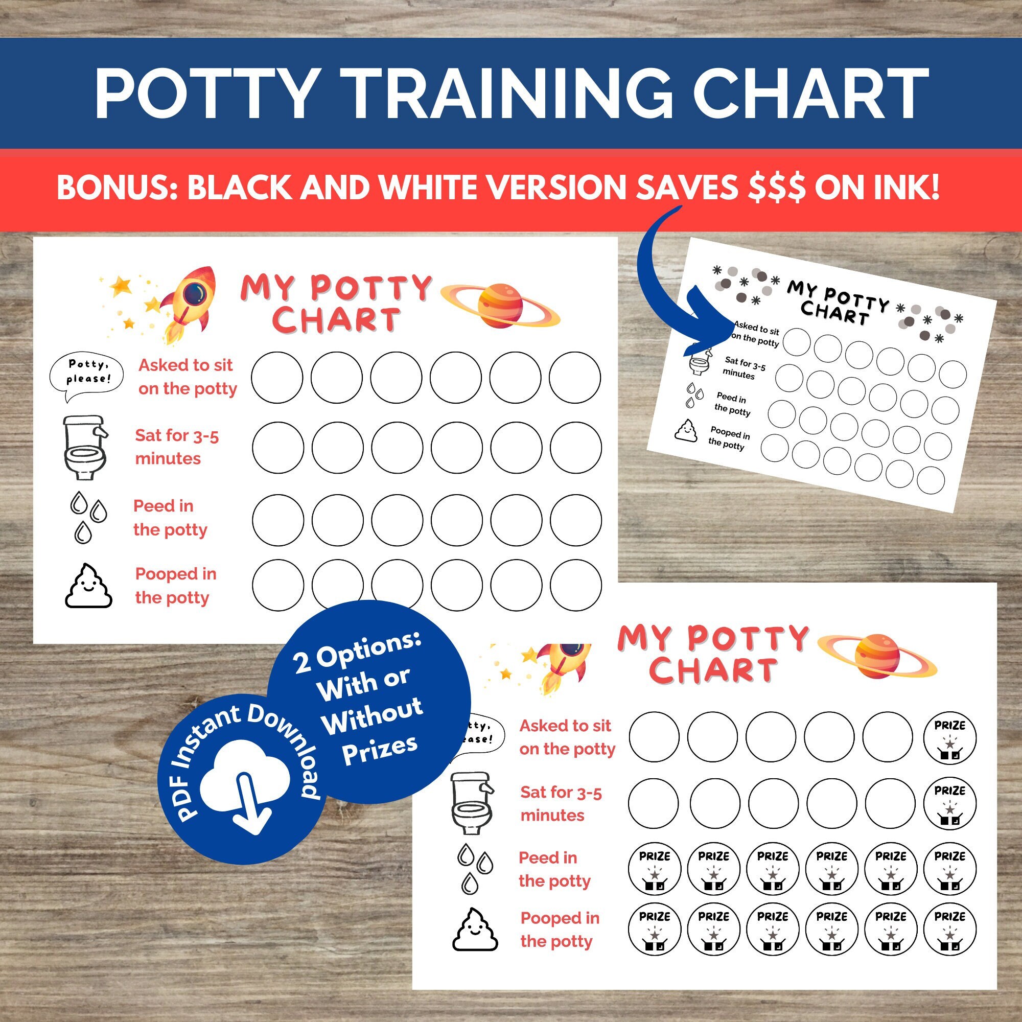 Printable Potty Training Chart, Space-themed Reward Chart for Toddlers ...