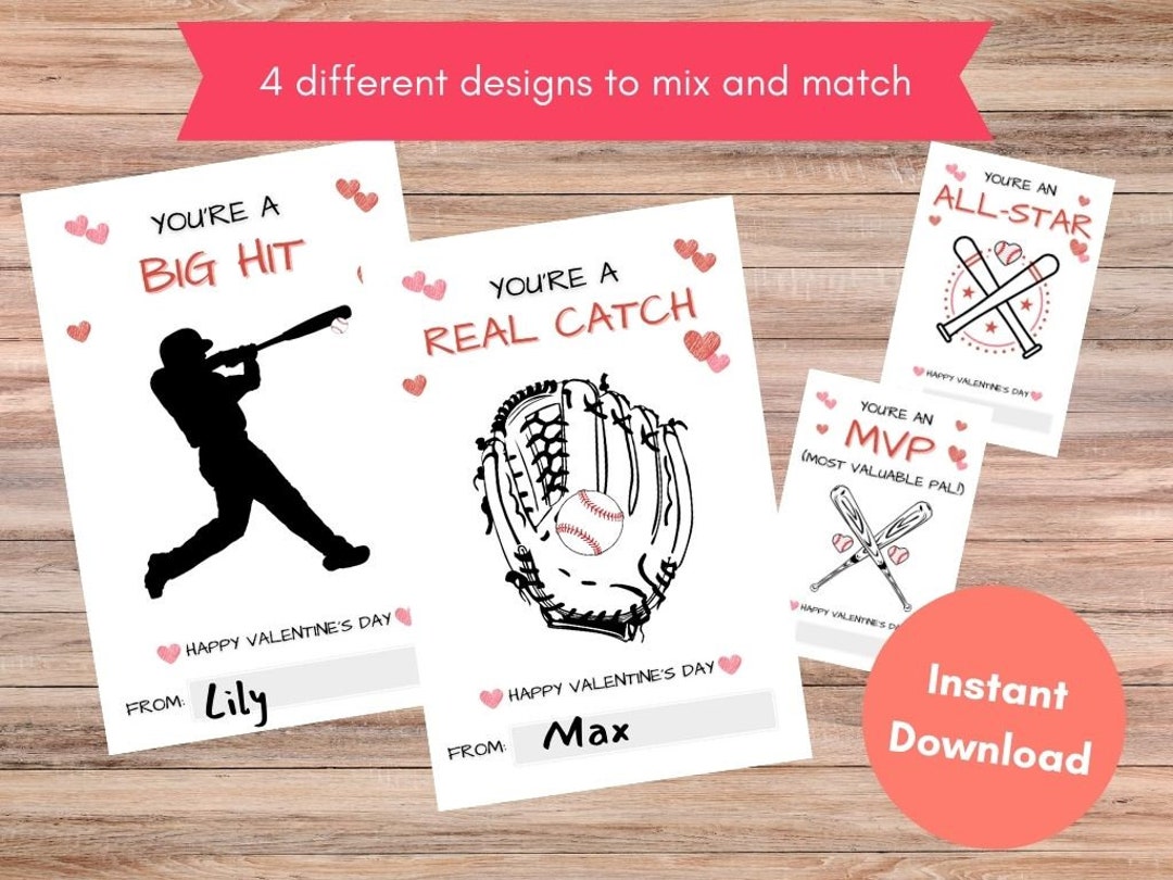 Baseball Valentine Cards, Baseball Valentines Cards Kids, Valentines ...