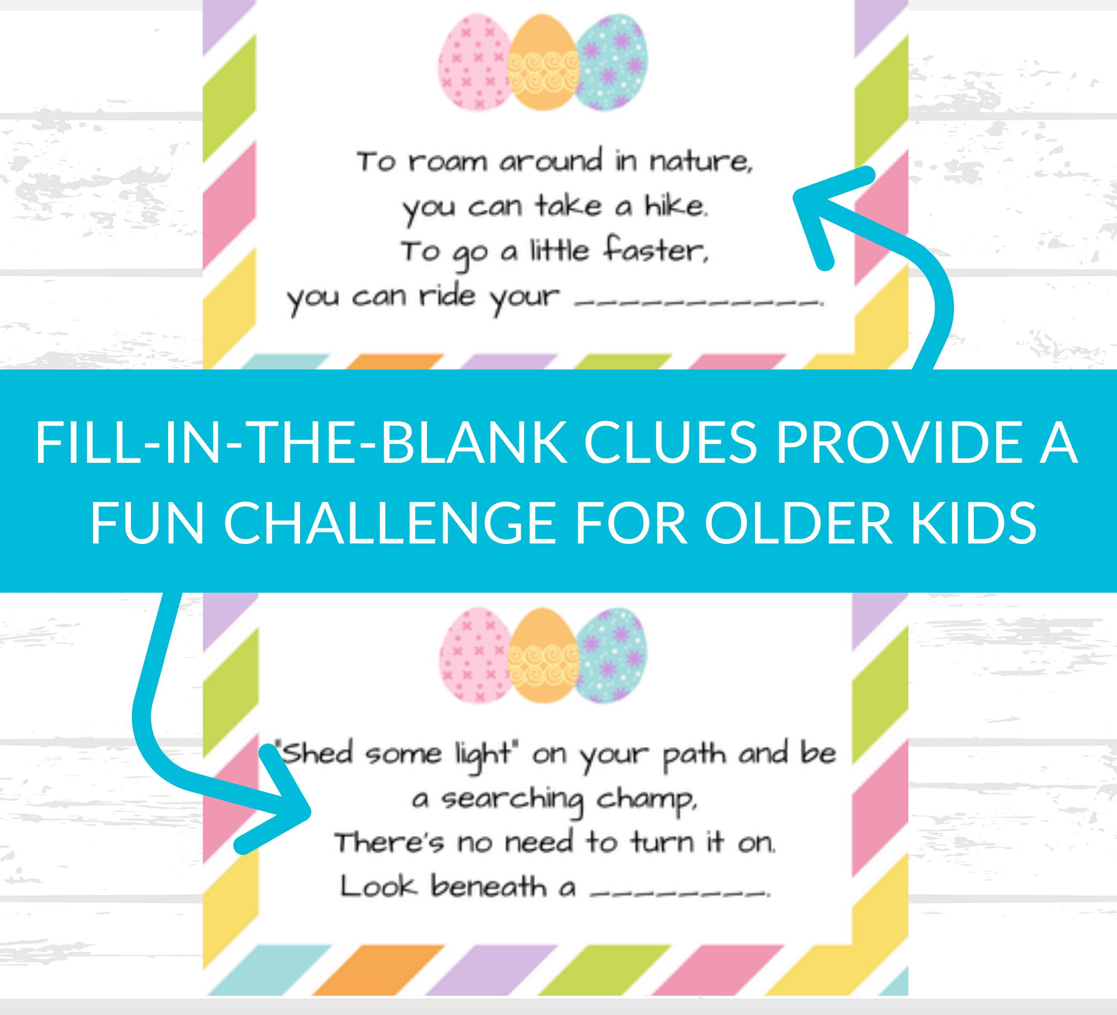 Easter Egg Hunt Clue Cards, Indoor Outdoor Printable Easter Egg Hunt ...